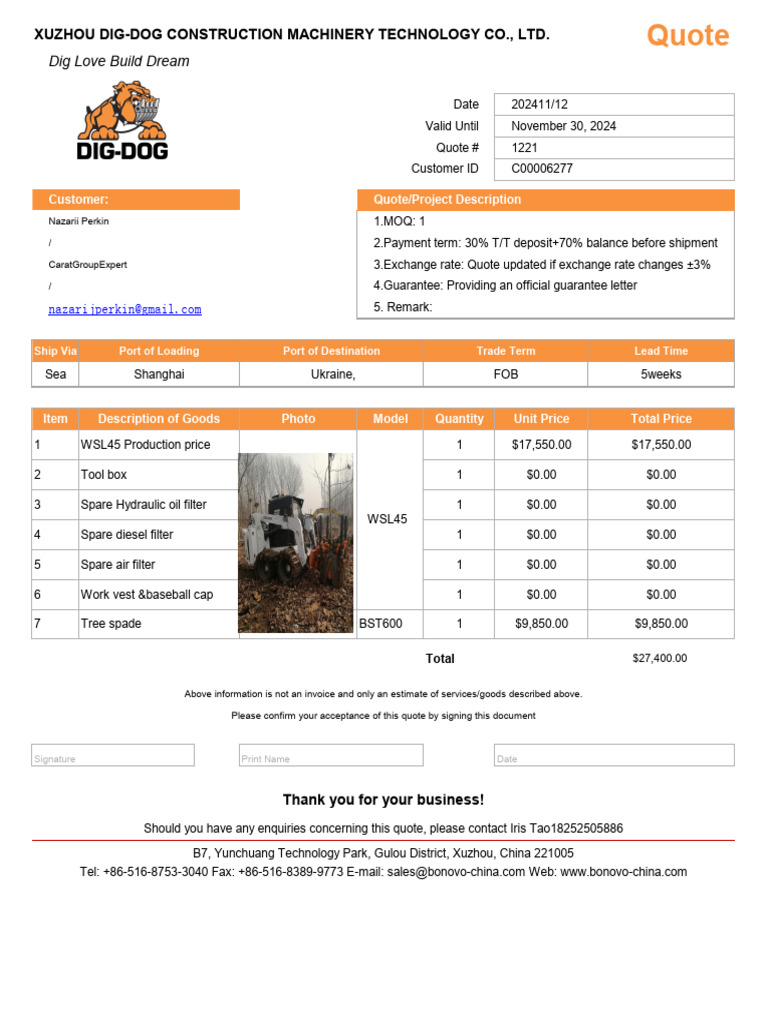 DIGDOG Skidsteer Laoder With Tree Spade | PDF