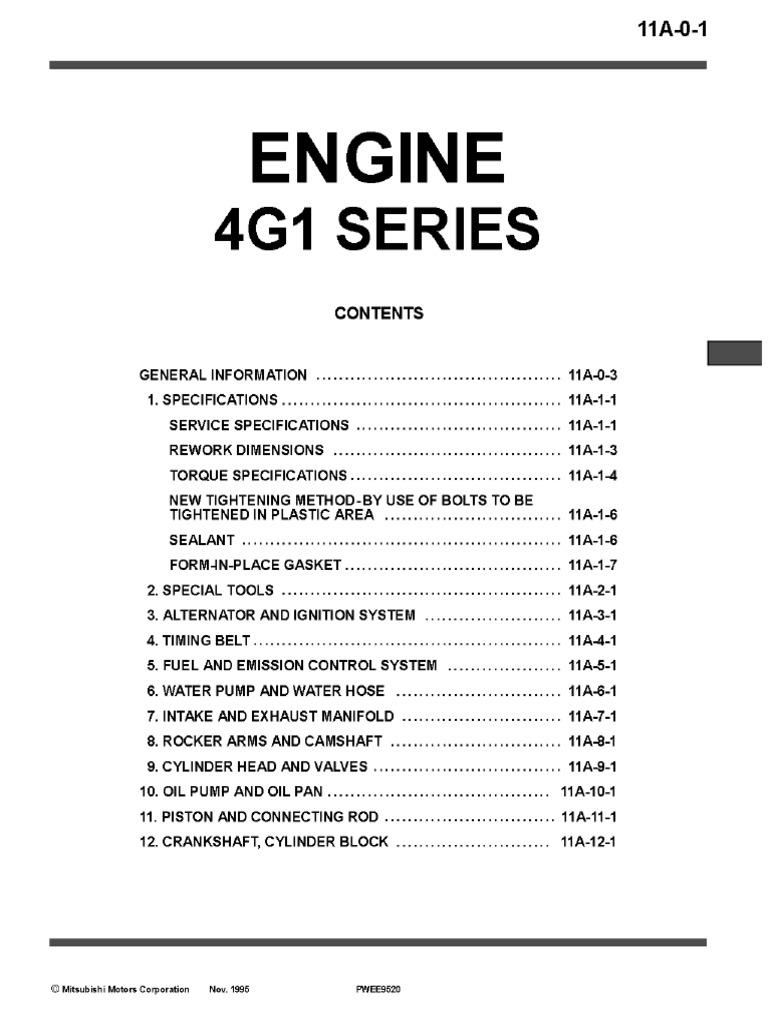 Manual Motor Mitsubishi 4G1x - 4G13 - 4G15 | PDF