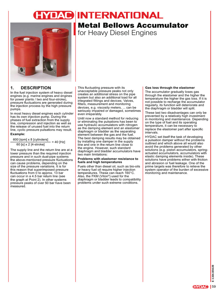 HYDRAC Metalbellows Accumulator | PDF | Diesel Engine | Mechanical ...