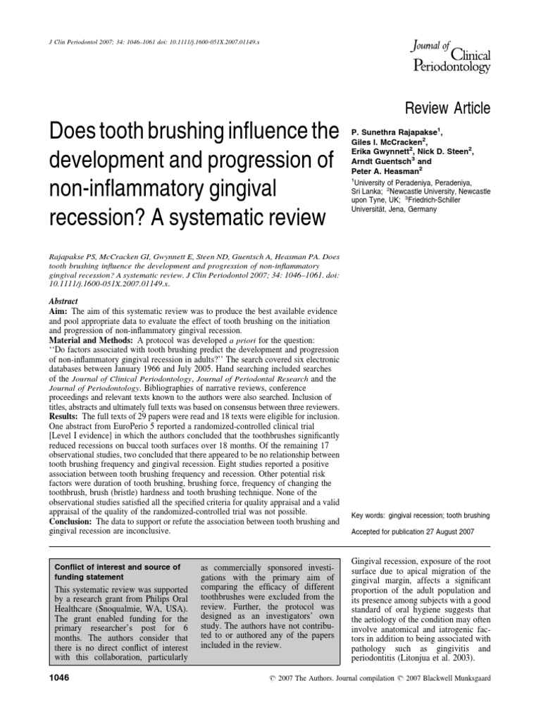 Brushing Teeth and Recession | PDF | Randomized Controlled Trial ...