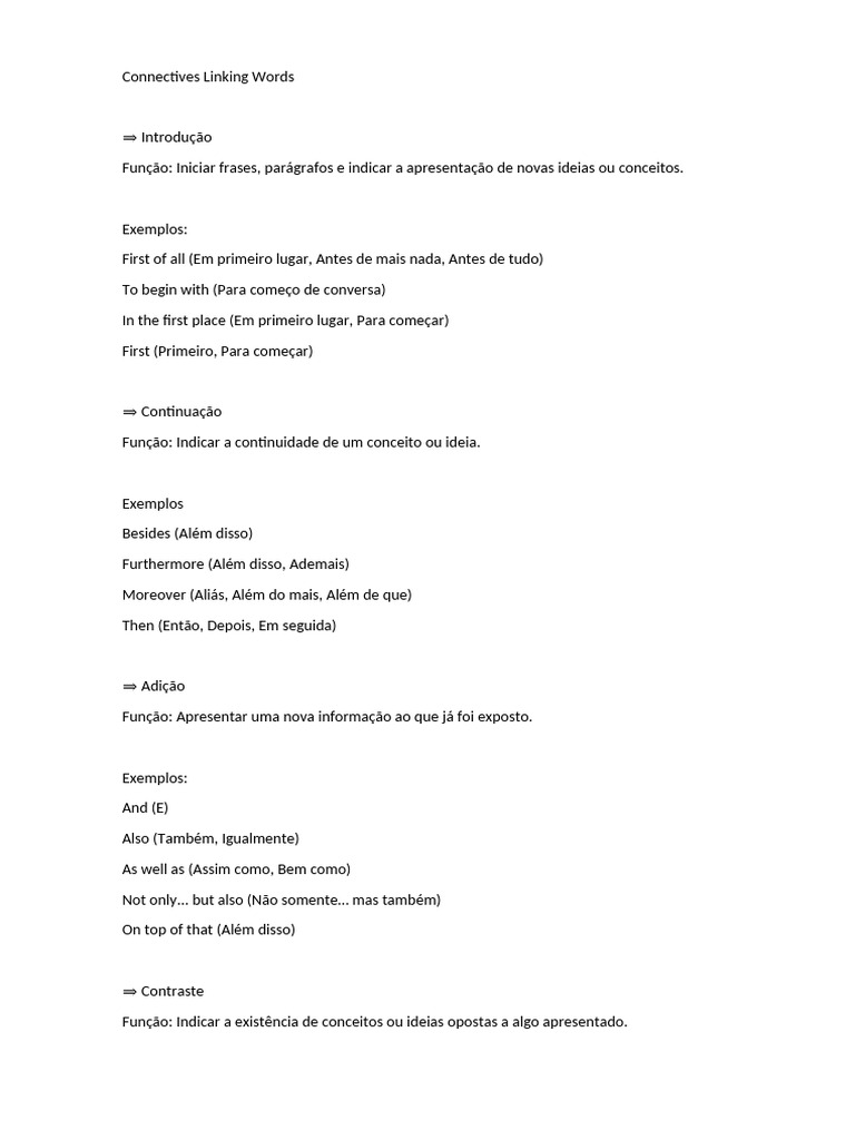Connectives Linking Words | PDF
