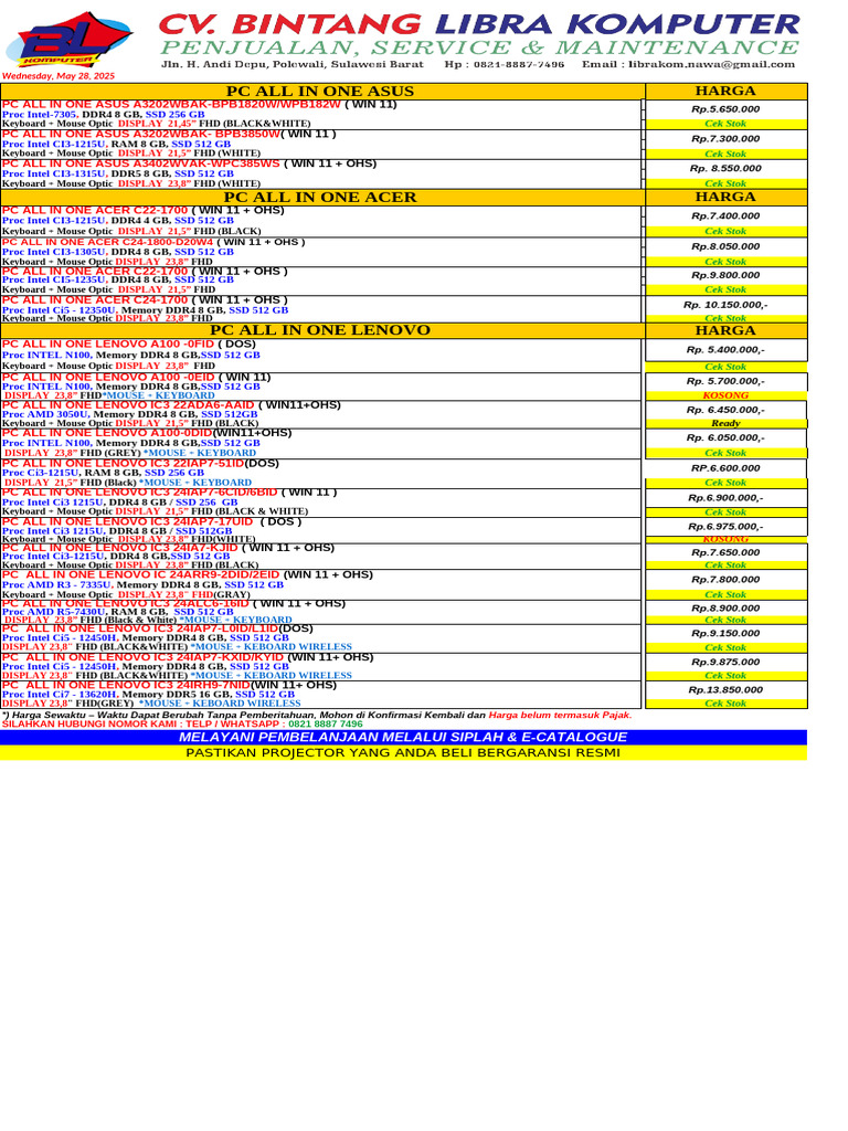 Brosur PC AIO Bintang Libra 28 Mei 2025 | PDF | Personal Computers ...