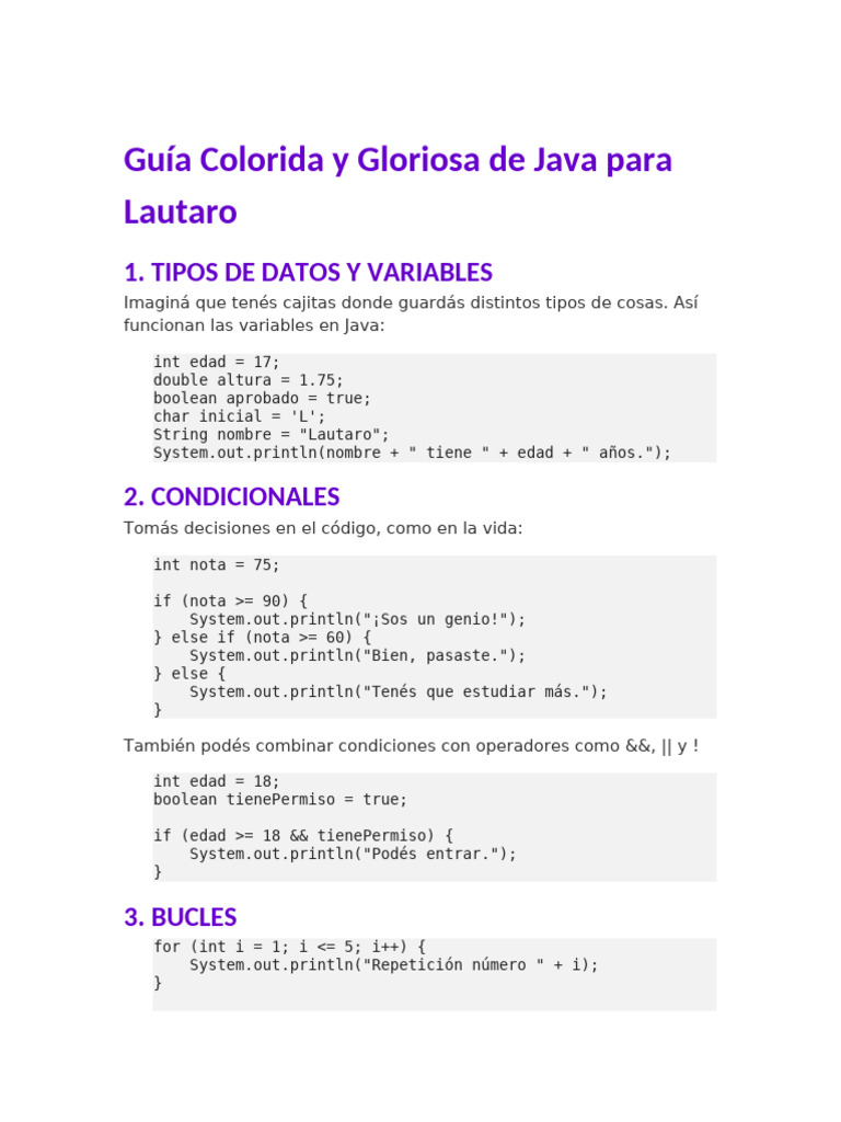 Guia Java Lautaro Colorida | PDF | Java (lenguaje de programación) | Programación orientada a ...