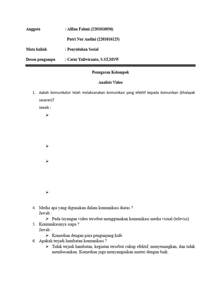 Kel 1- Analisis Video Penyuluhan Sosial | PDF