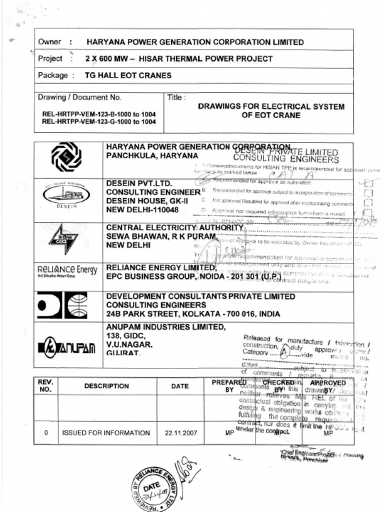 Electrical Drawing TG EOT | PDF