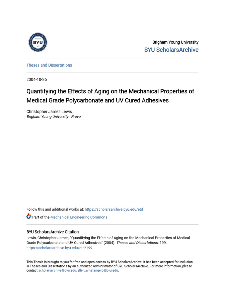 Quantifying the Effects of Aging on the Mechanical Properties of | PDF ...