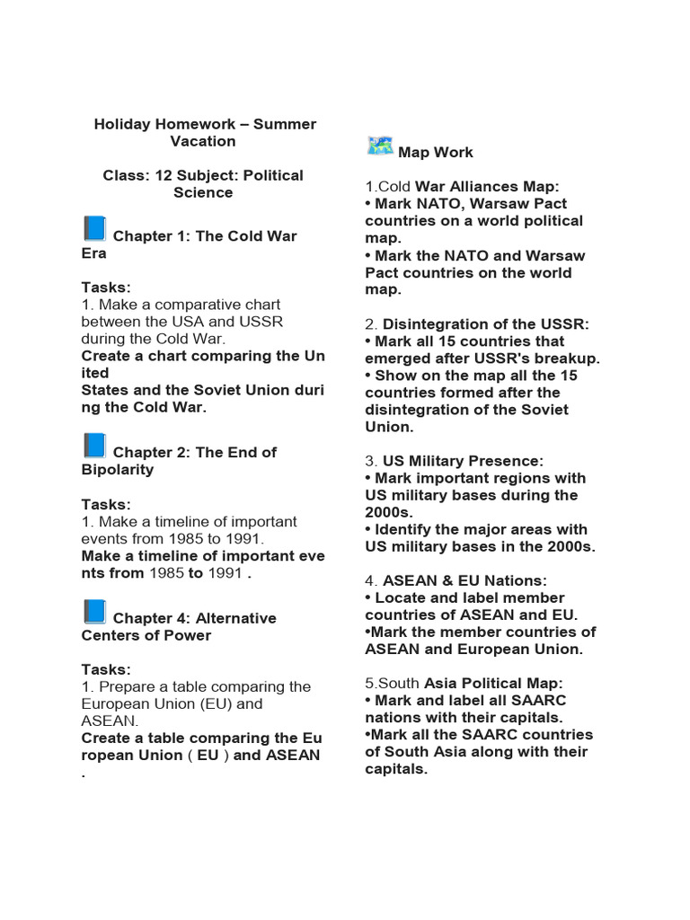 Holiday Homework | PDF