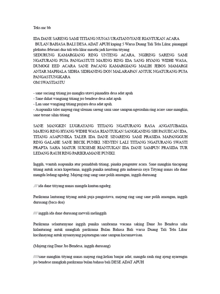 Teks MC Banjar Apuh 2 | PDF