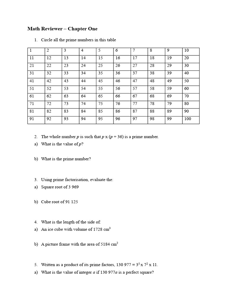 Math Reviewer - LCM & HCF Exercise Worksheet | PDF | Prime Number | Numbers