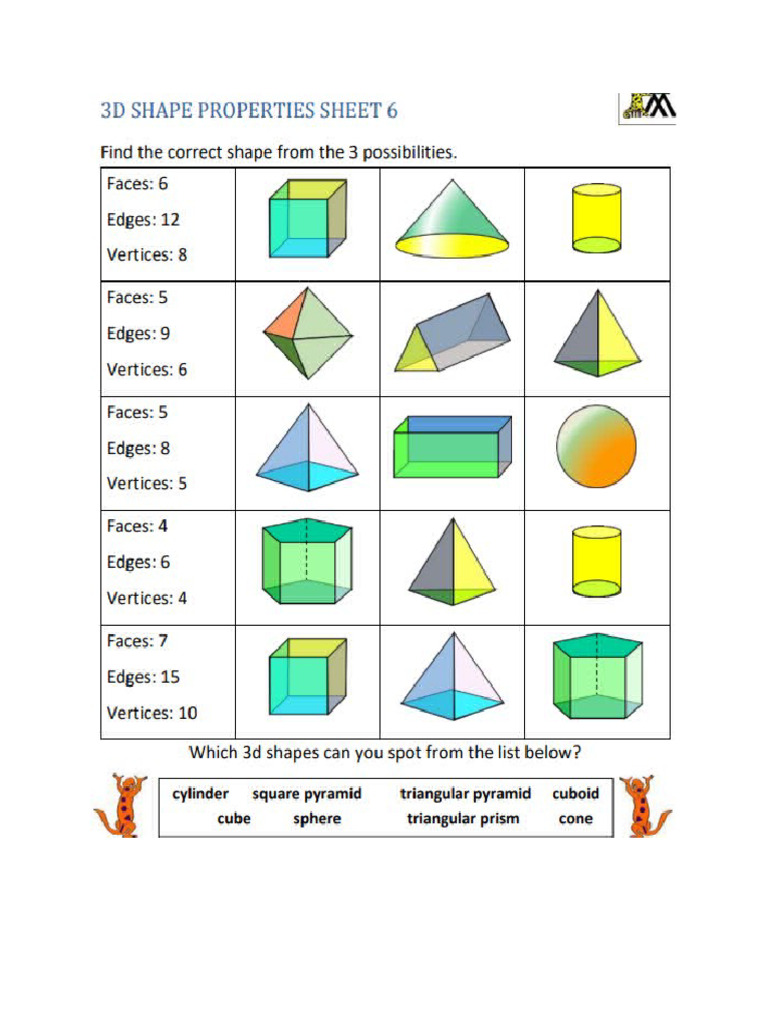 3D Worksheets | PDF
