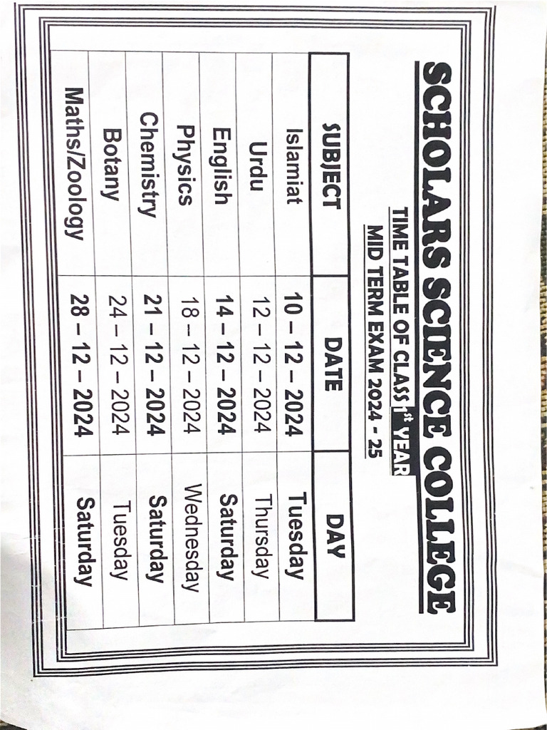 Time Table | PDF