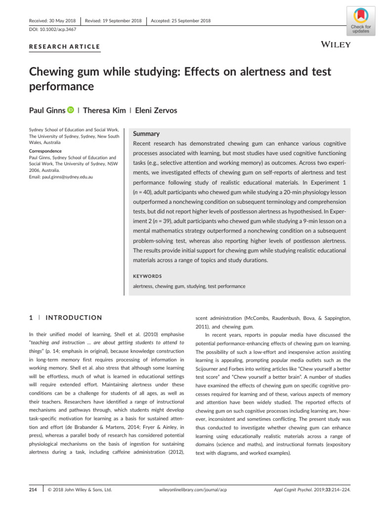 Chewing Gum's Impact on Study Performance | PDF | Analysis Of ...