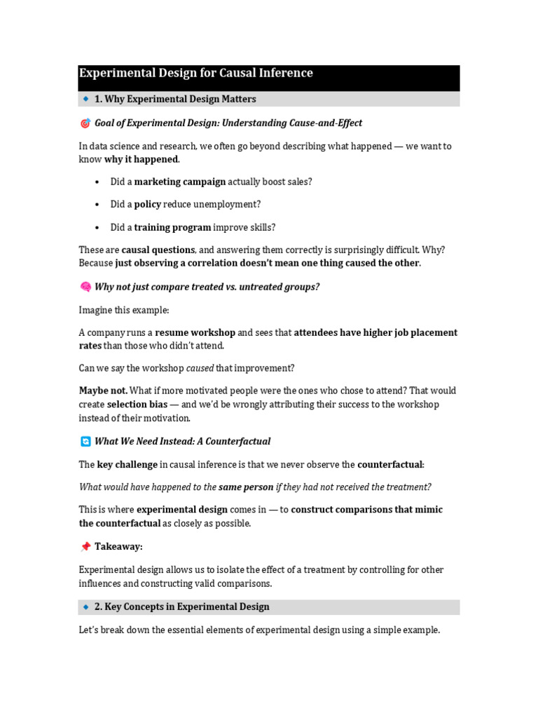 Experimental Design Handout | PDF | Statistics | Experiment