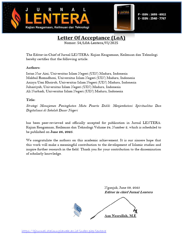 LoA_Intan Nur Aini | PDF