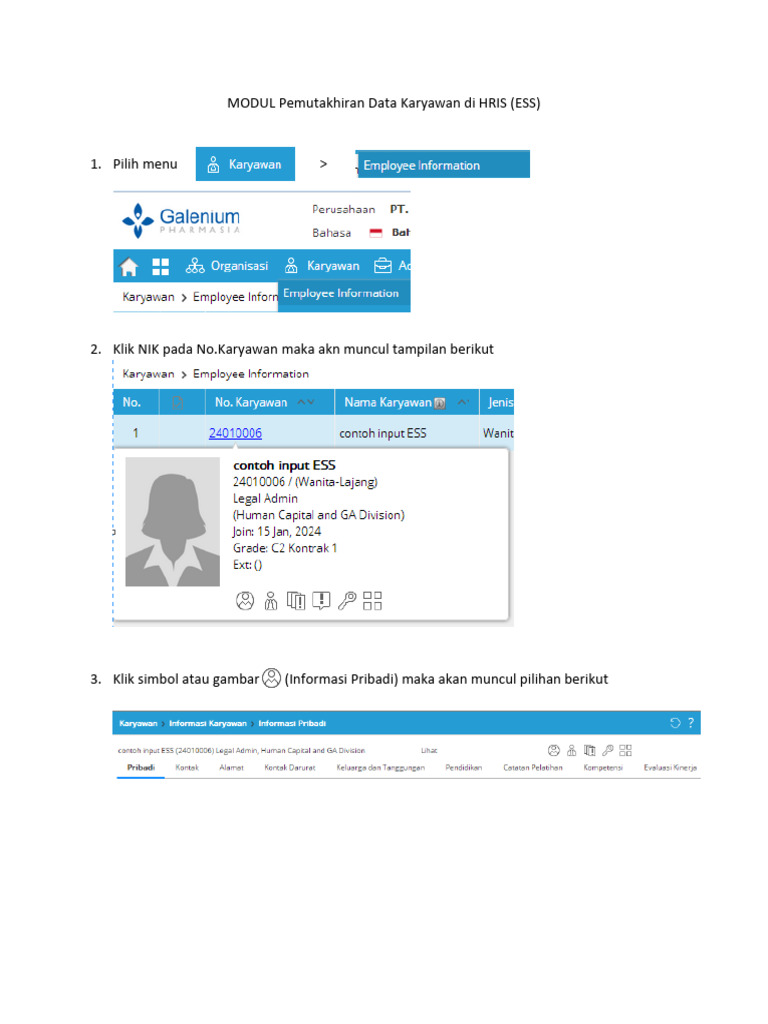 MODUL Pemutakhiran Data Karyawan - ESS | PDF