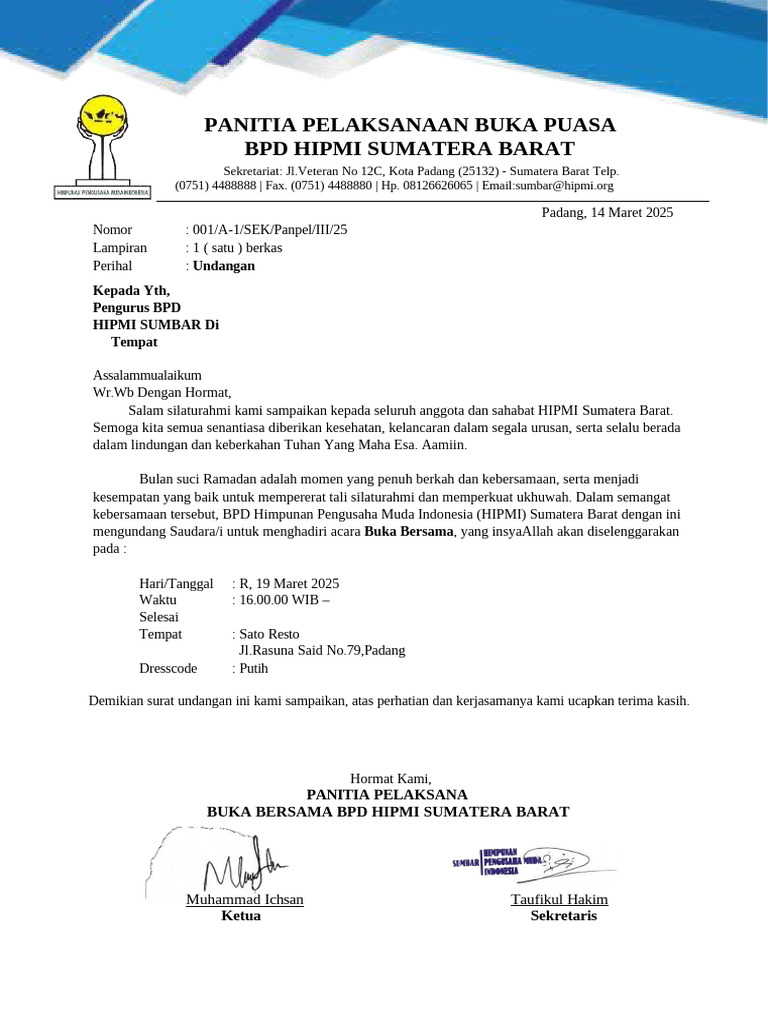 1 Undangan Bukber BPD Hipmi Sumbar 2 | PDF