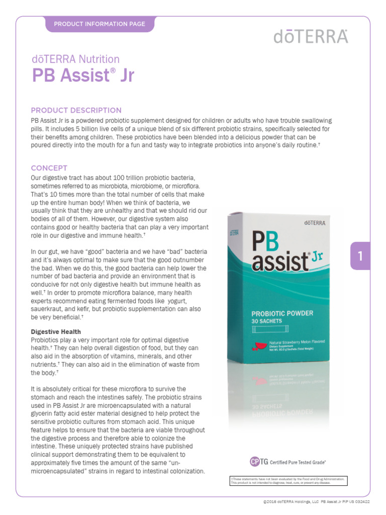 Doterra PB Assist Junior | PDF | Probiotic | Gastrointestinal Tract