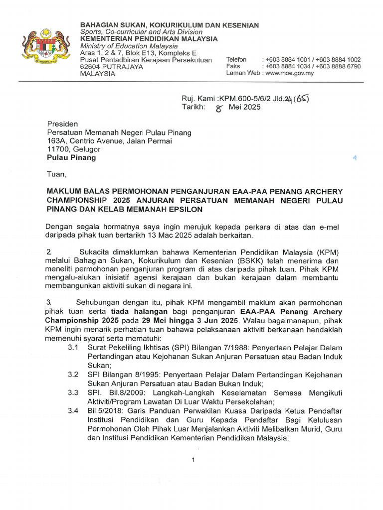 Surat Kelulusan KPM - PAC 25 | PDF
