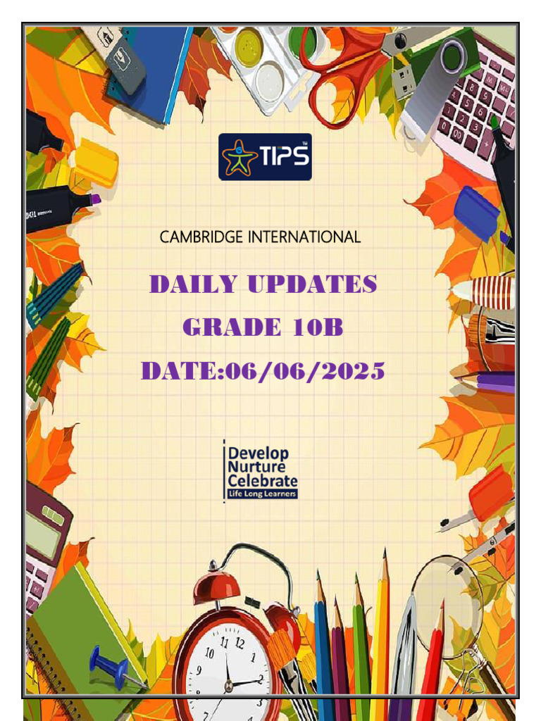 Daily Updates for Grade 10B - 06/06/2025 | PDF