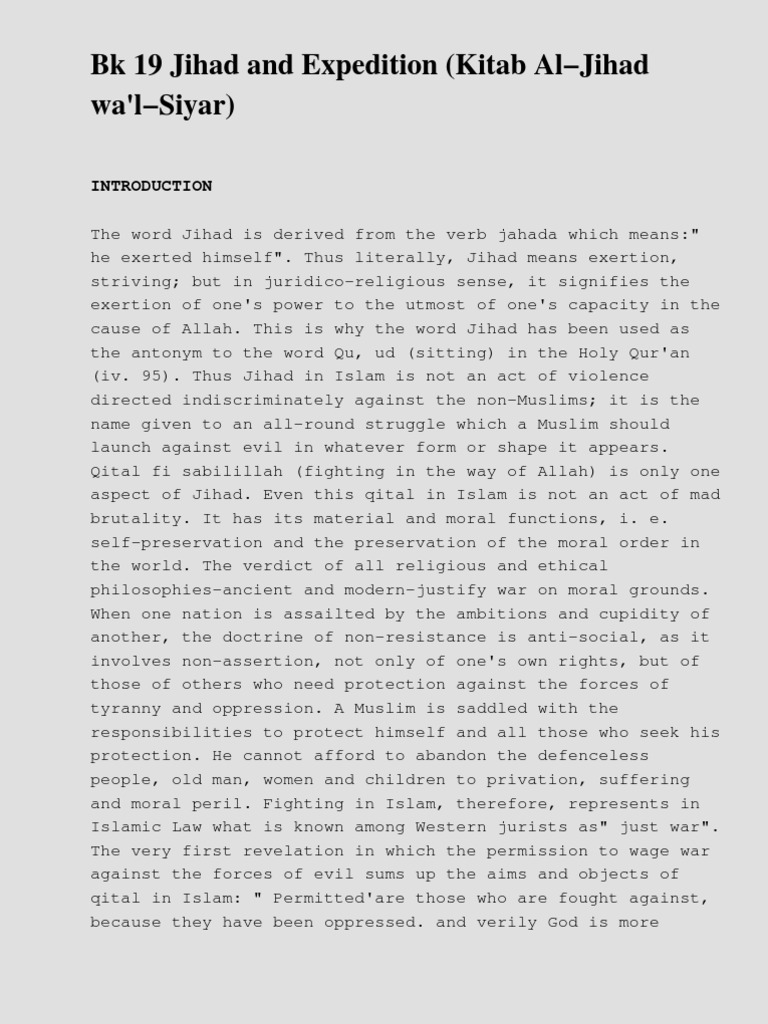 Book 19 Jihad and Expedition (Kitab Al Jihad Wal Siyar) | PDF ...