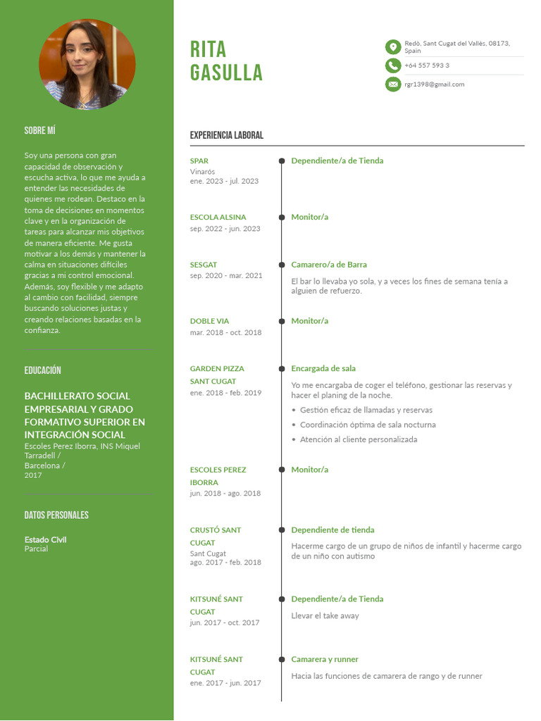 CV Rita | PDF | Psicología Social | Ciencias del comportamiento