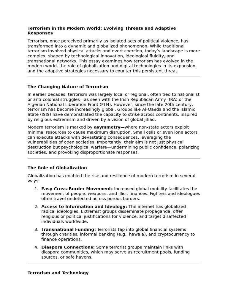 Modern Terrorism: Global Threats & Responses | PDF | Surveillance ...