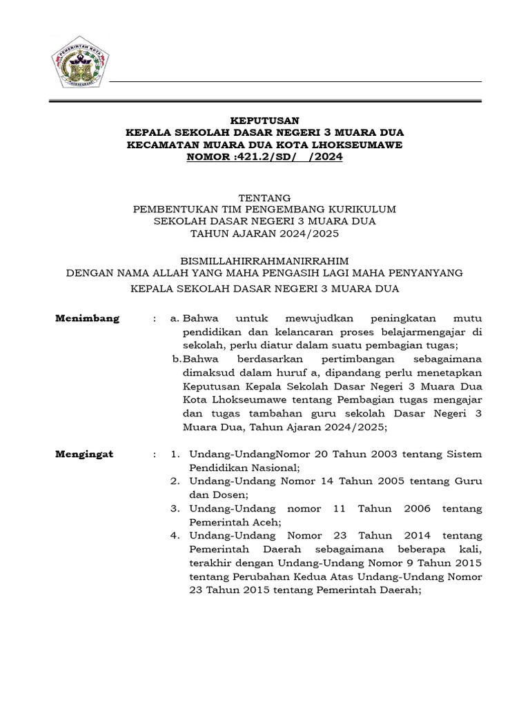 SK TPK Dan Lampiran | PDF