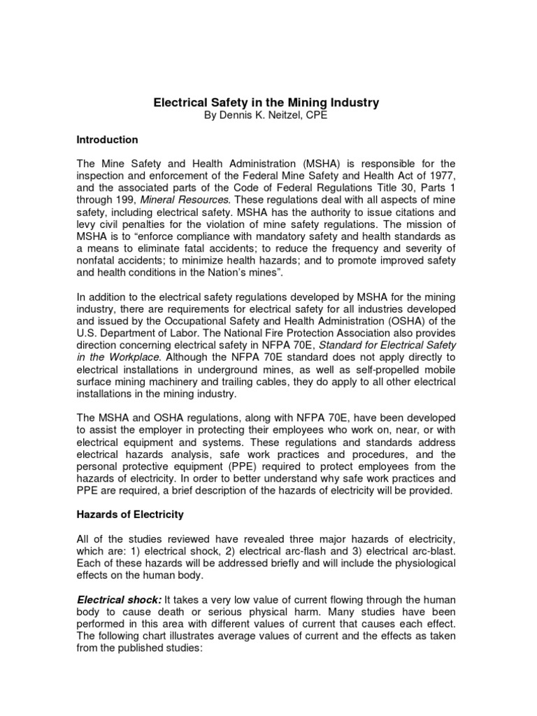 Electrical Safety in The Mining Industry | PDF | Personal Protective ...