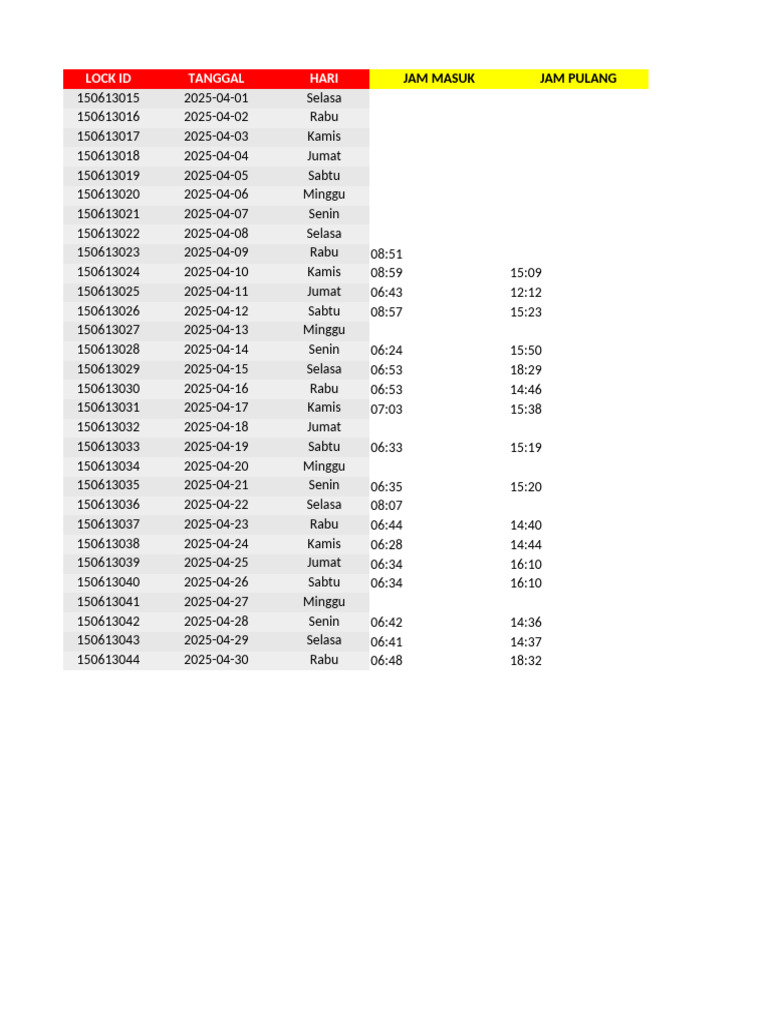 Template Absensi (37) | PDF