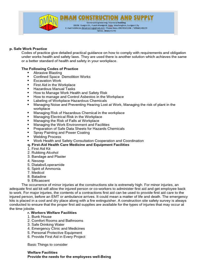 21 - Safe Work Practice | PDF | Occupational Safety And Health | First Aid