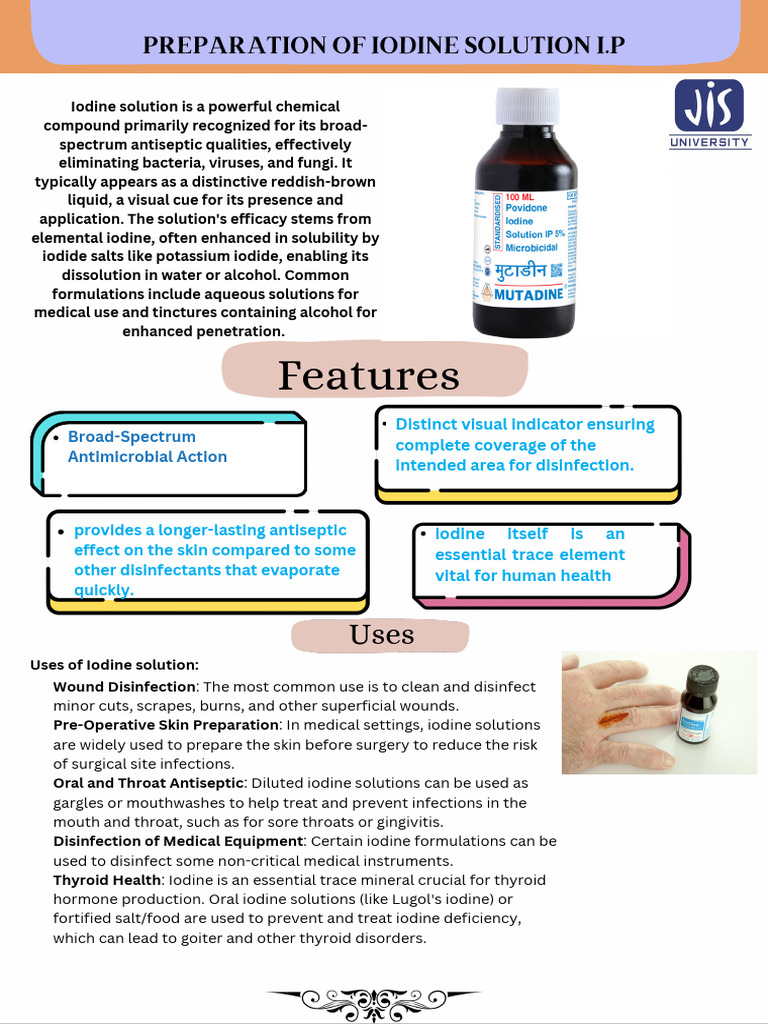 Iodine Solution Preparation and Uses | PDF | Iodine | Chemical Substances