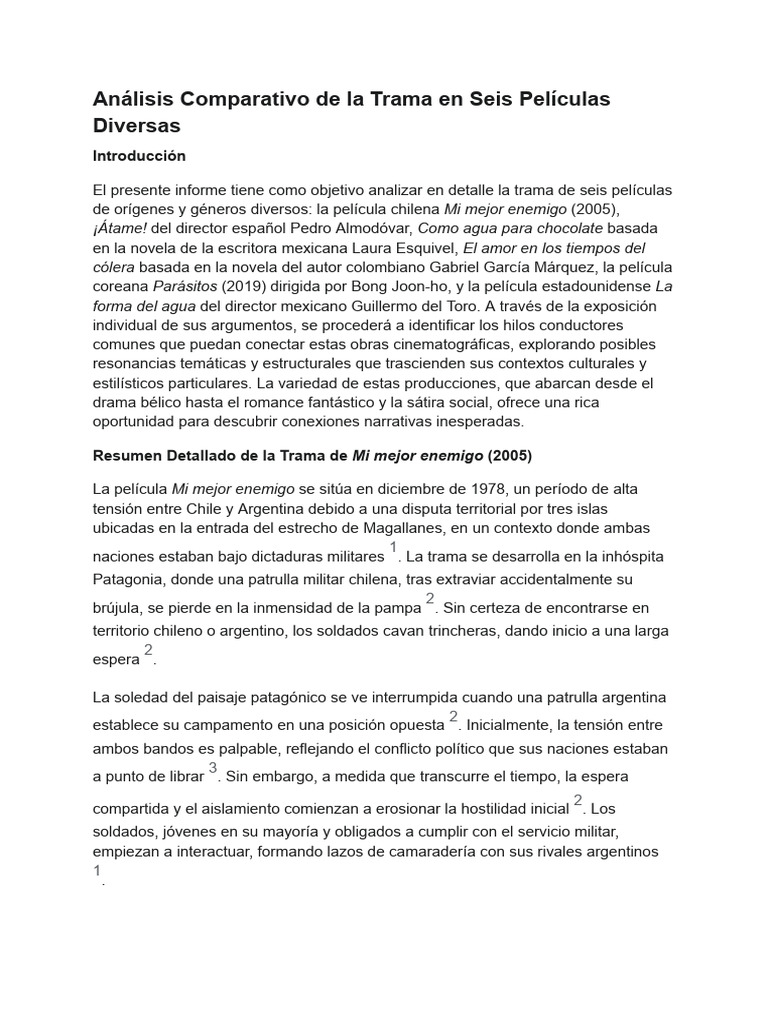 Análisis Comparativo de La Trama en Seis Películas Diversas | PDF