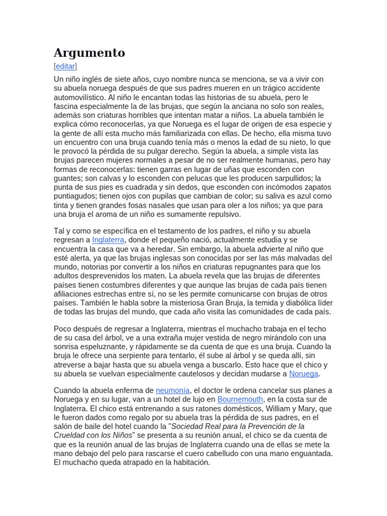 Argumento Completi Libro Las Brujas | PDF | Brujería