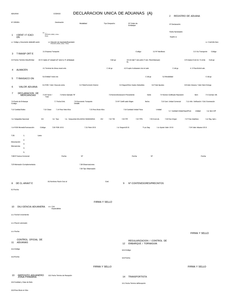 Formulario Rellenado Pacha Lana | PDF | aduana | Exportaciones