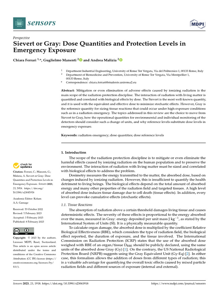 Ferrari Et Al. - 2023 - Sievert or Gray Dose Quantities and Protection ...