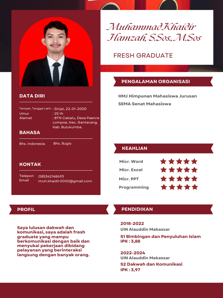 CV Muhammad Khaidir Hamzah | PDF