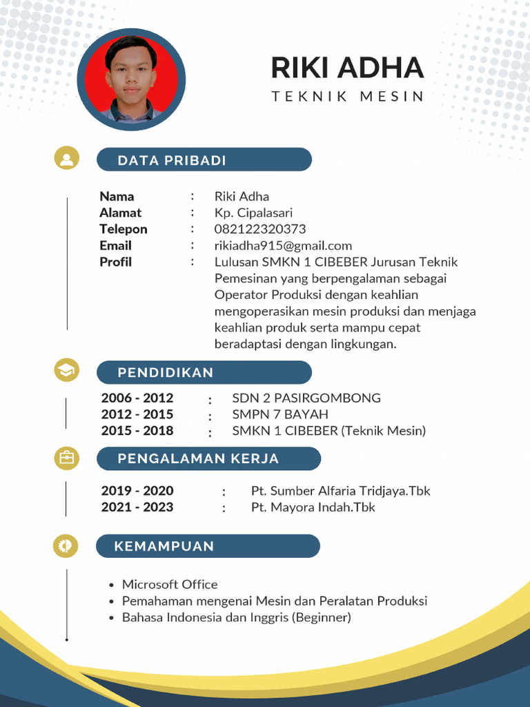 CV - Riki Adha - Operator Produksi | PDF