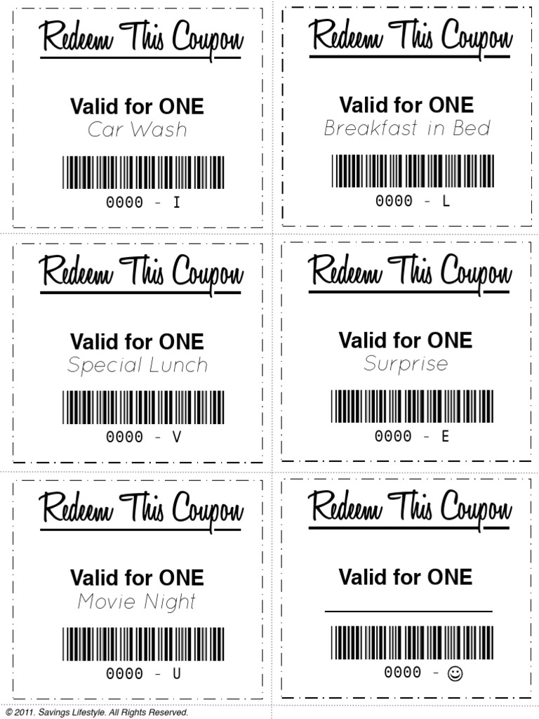 Gift Coupons Printables | PDF
