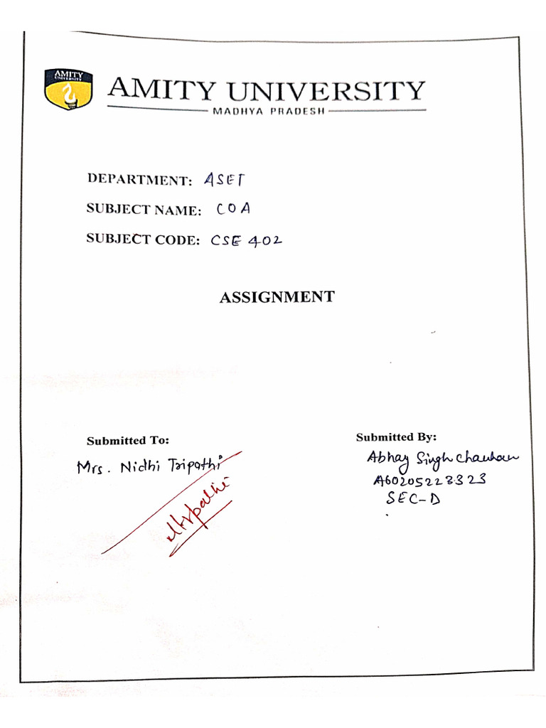 Coa Assignment 2 Abhay | PDF