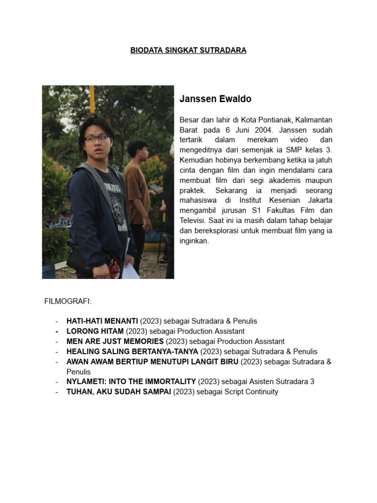 Biodata Singkat Sutradara | PDF