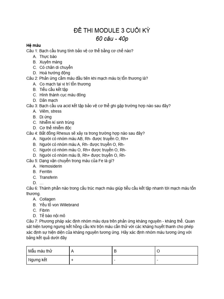MOD 3 - ĐỀ Cuối kỳ Y21 | PDF