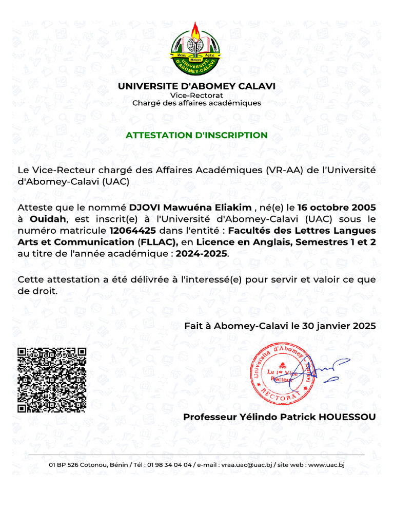Attestation-Inscription (1) Azzaaaaaaaaaz | PDF