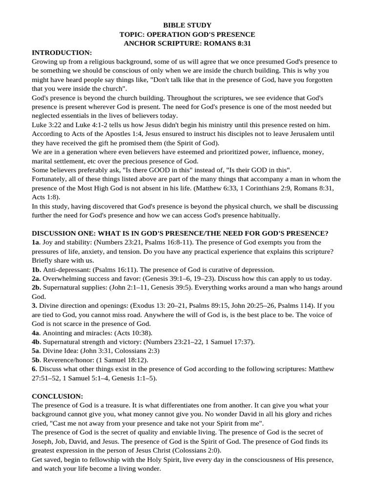 Bible Study-Wps Office | PDF | Jesus | Religious Belief And Doctrine