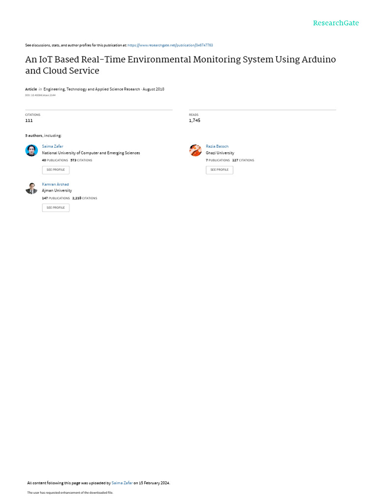 Real-Time IoT Monitoring with Arduino | PDF | Internet Of Things | Arduino