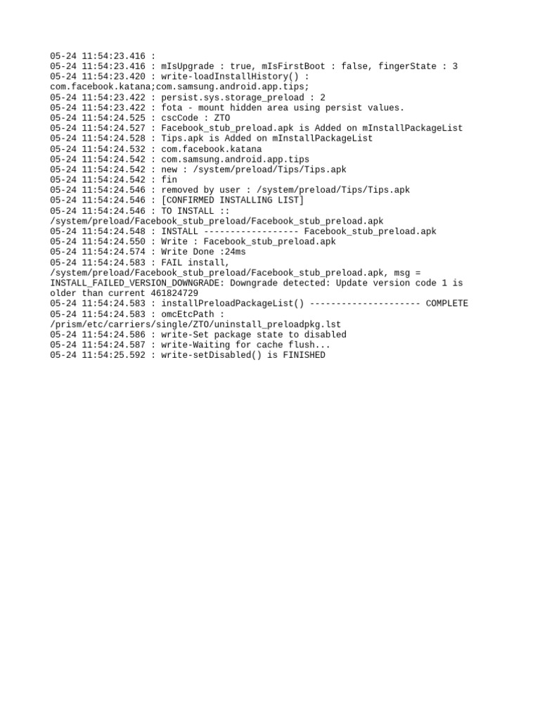 Facebook Stub Preload Installation Log | PDF