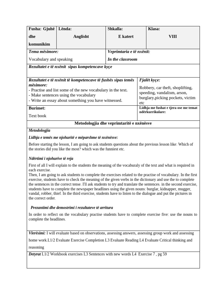 53 Vocabulary and Speaking Unit 5 | PDF | Robbery | Burglary