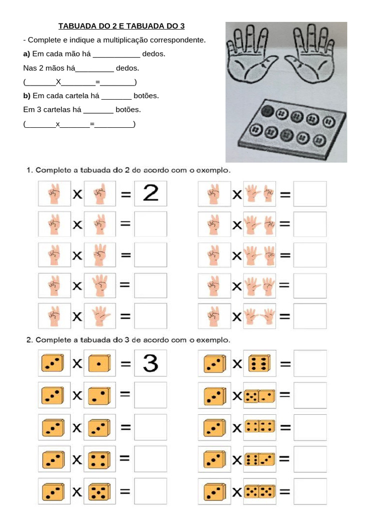 Tabuada Do 2 e Tabuada Do 3 | PDF