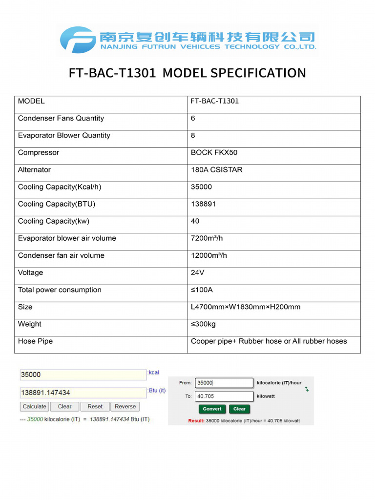 FT BAC T1301 Specification | PDF