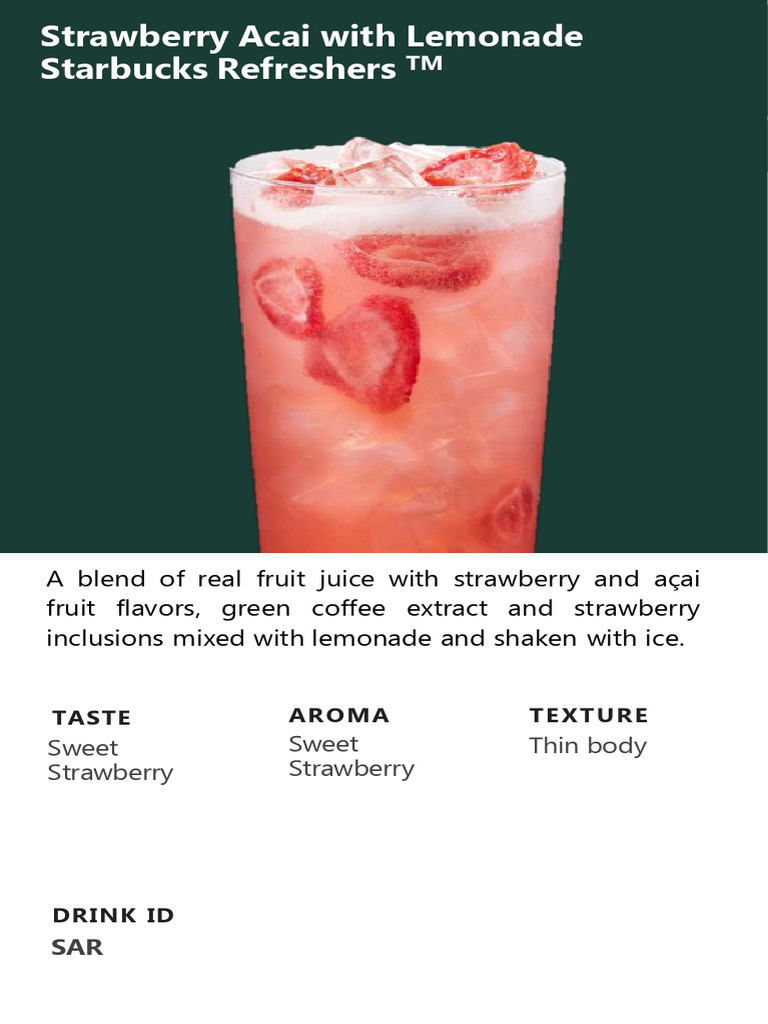 Strawberry Acai Refreshers Recipe Guide | PDF | Drink | Lemonade