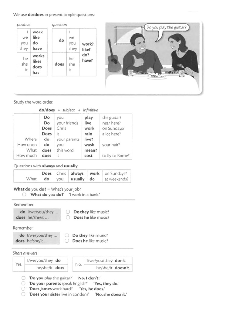 Simple Present Questions and Wh-Words Exercises | PDF